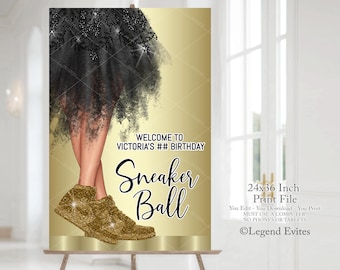 Sneaker Ball Welcome Sign Printable Sneaker Party Birthday Sign Digital ...