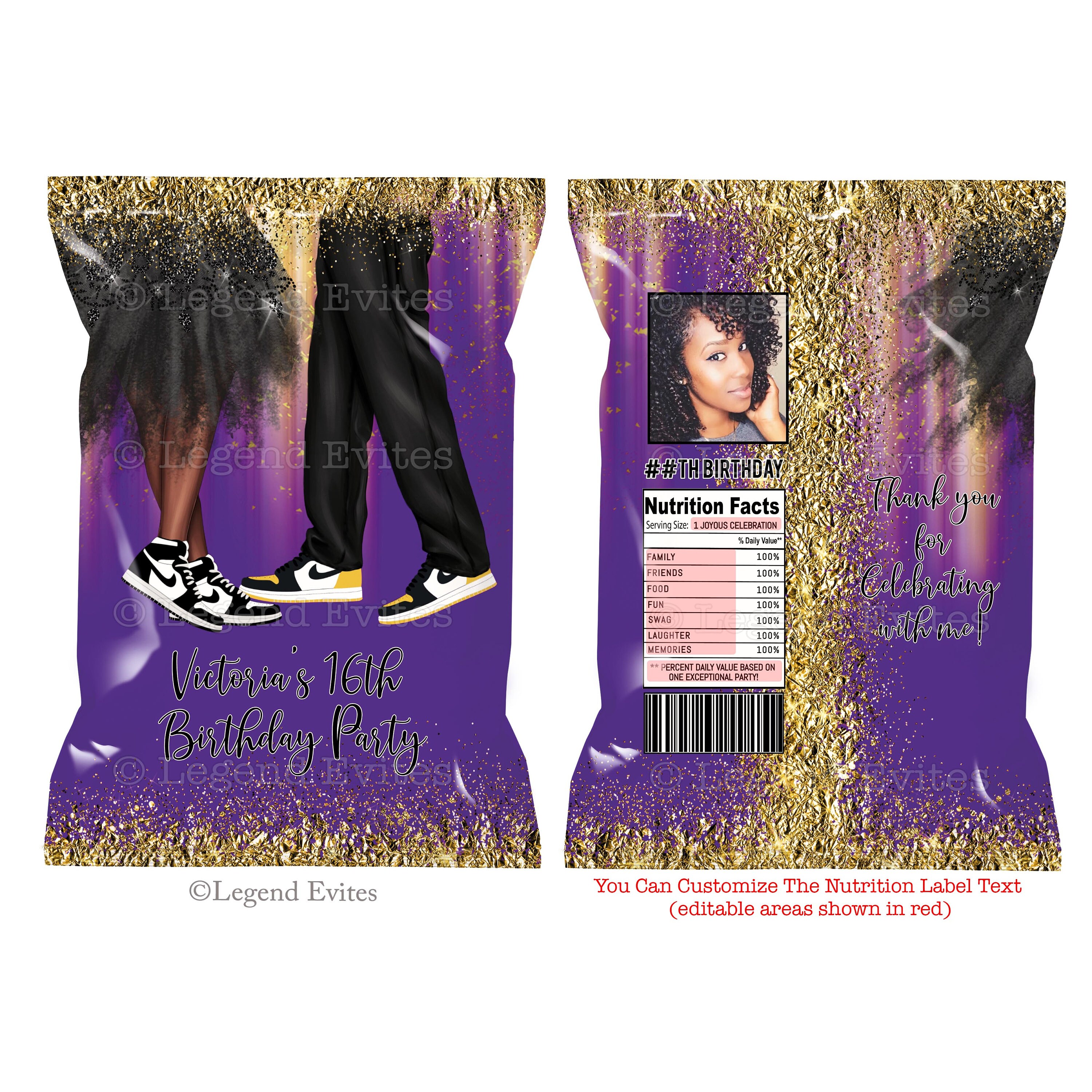 Paper & Party Supplies Party Supplies Sneaker Party Chip Bag Wrapper ...