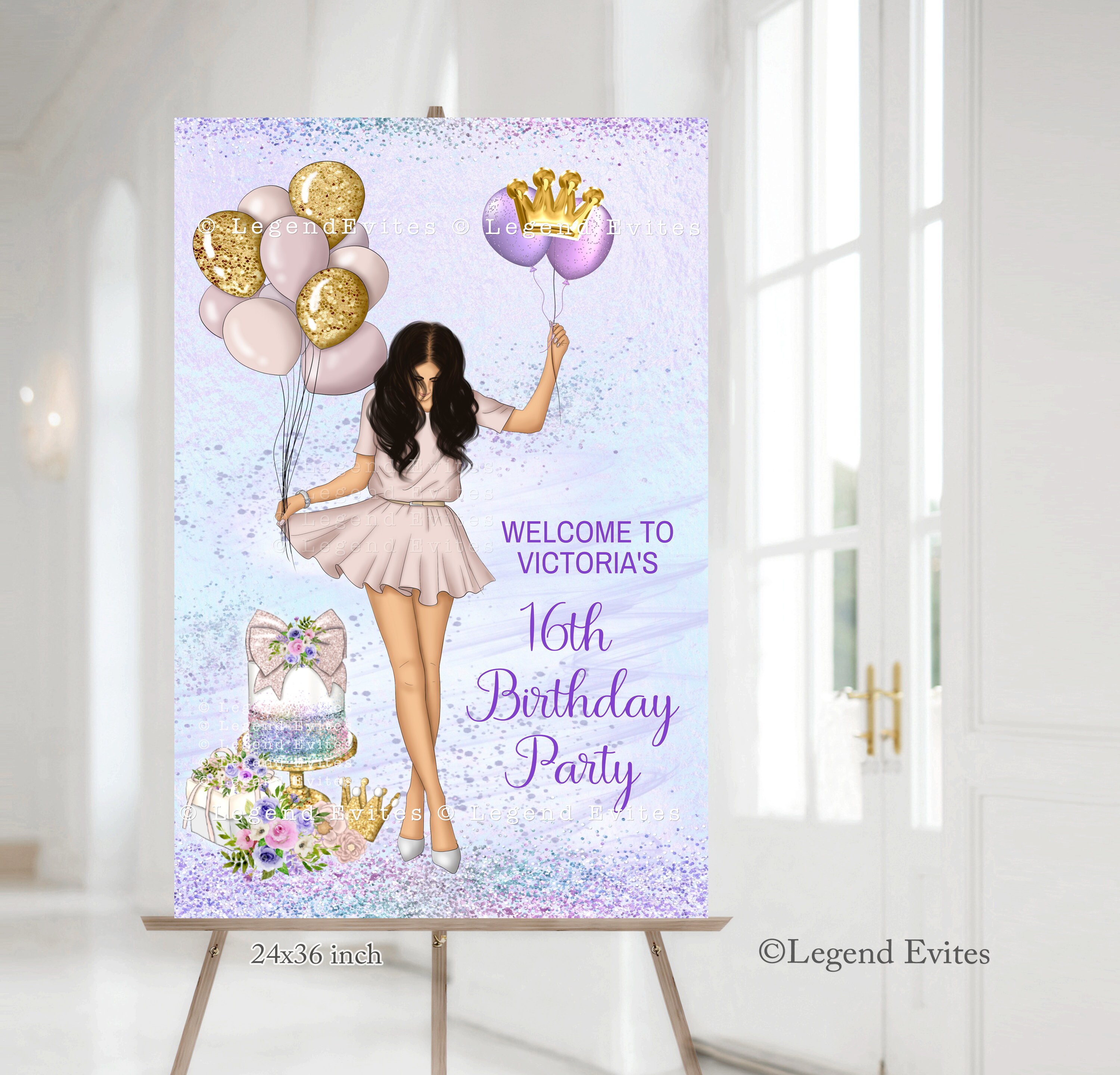 Purple Sweet Sixteen Welcome Signpurple Sweet 16 Signssweet - Etsy