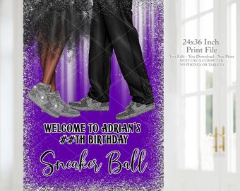 Sneaker Ball Welcome Sign, Sneaker Ball Purple Welcome Sign Template ...