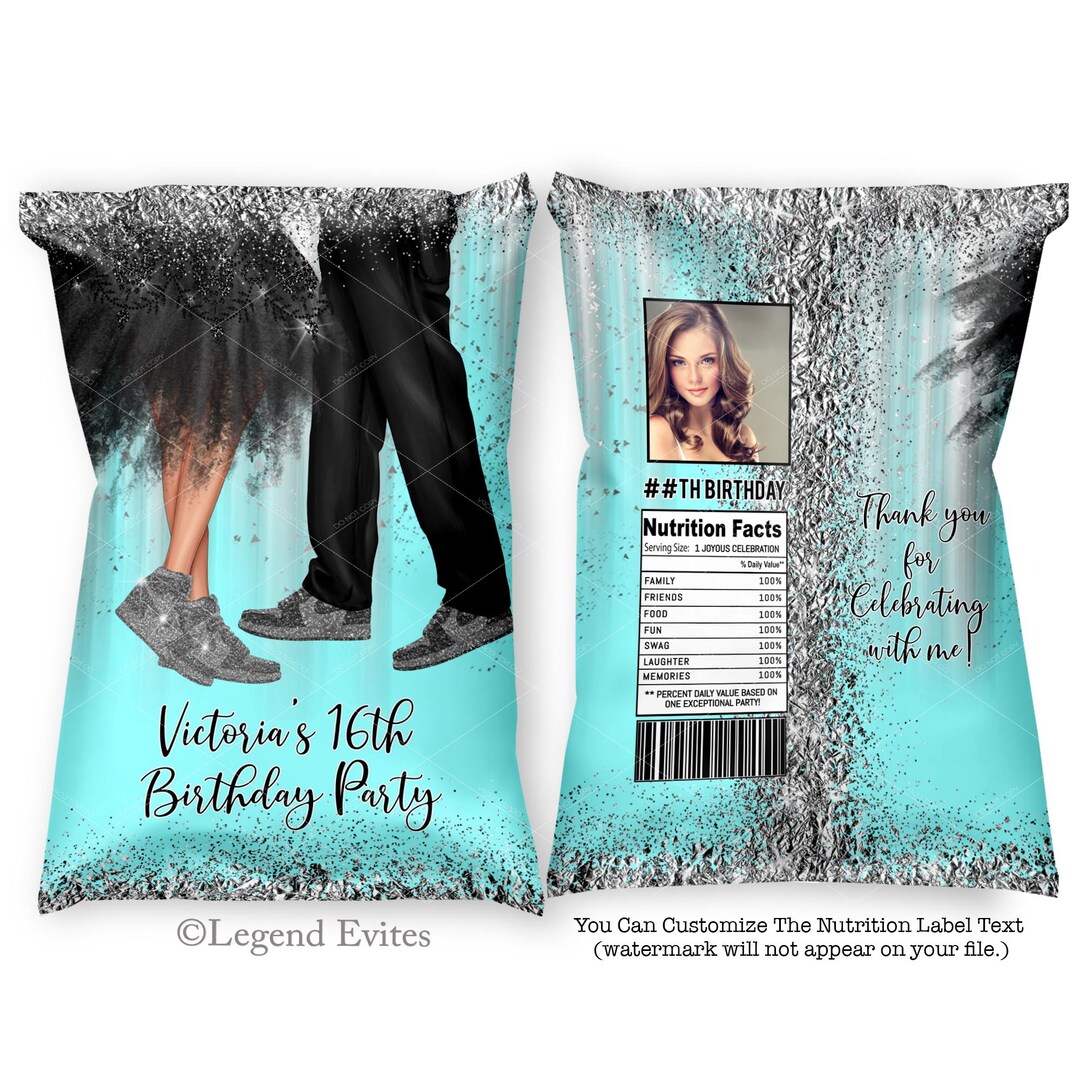Teal Sneaker Party Chip Bag Wrappers,sneaker Chip Bag,sneaker Ball Chip ...
