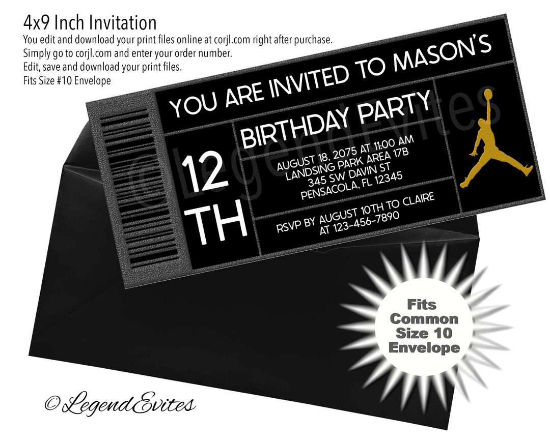 Shoe Box Label Birthday Party Invitations,basketball Birthday Party ...