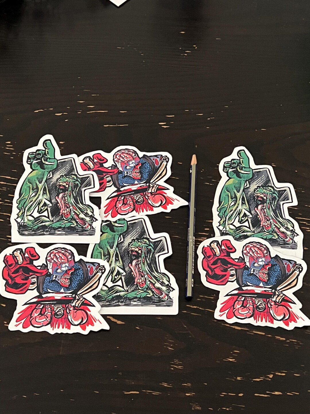Hand Cut Stickers and Magnets Superhero Zombies Digitally Illustrated ...