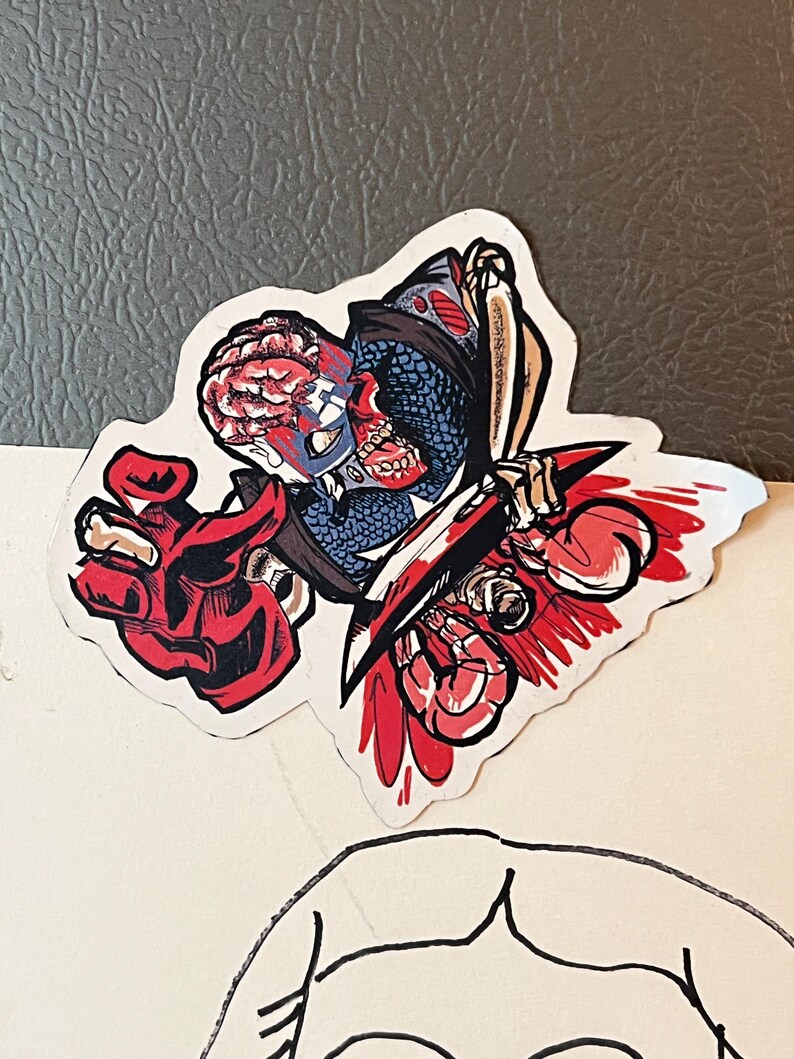 Hand Cut Stickers and Magnets Superhero Zombies Digitally Illustrated ...