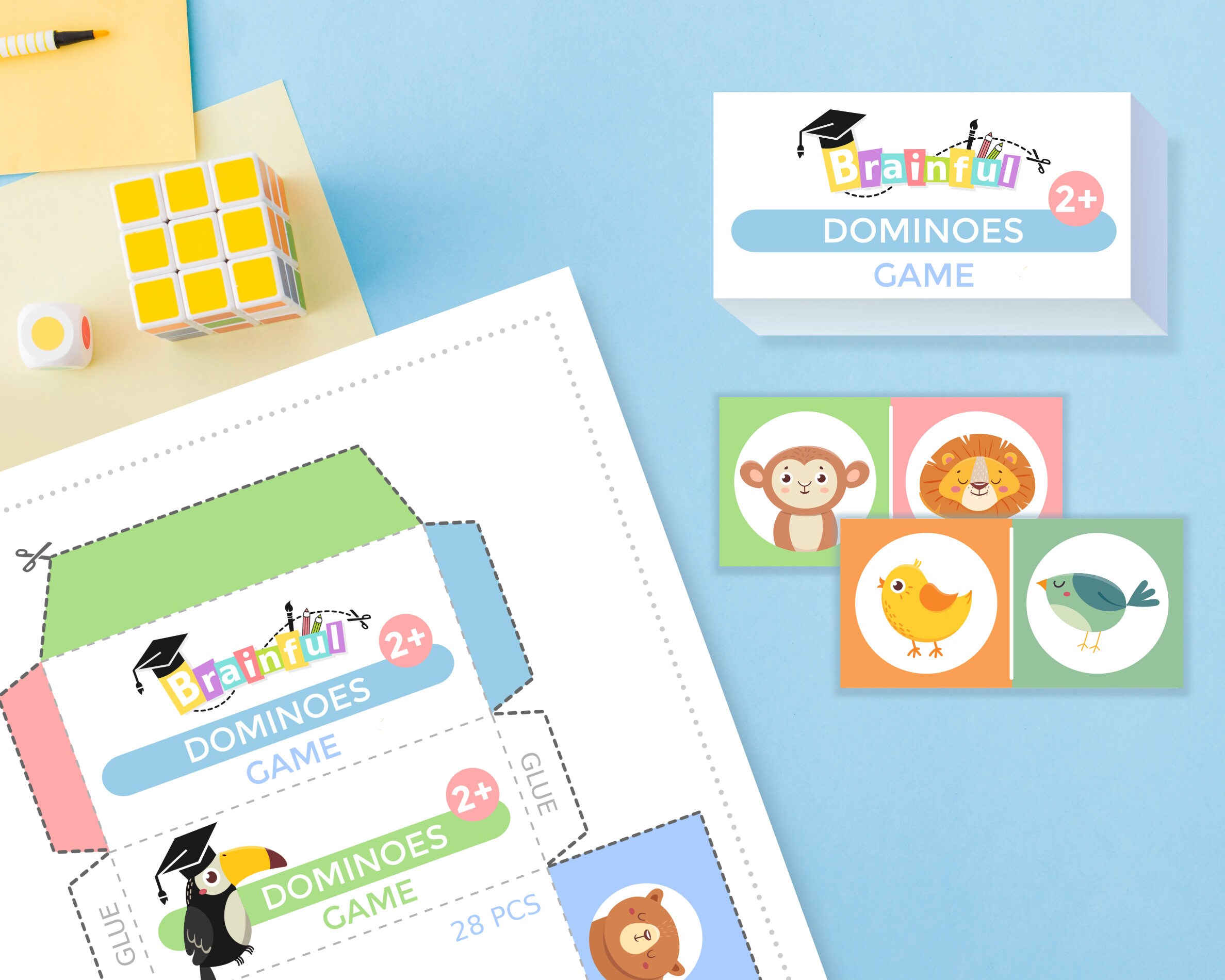 Dominoes, Domino Worksheets, Dominoes for Kids, Animal Dominoes - Etsy