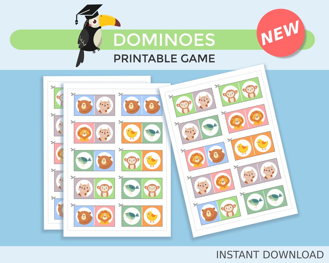 Dominoes, Domino Worksheets, Dominoes for Kids, Animal Dominoes - Etsy