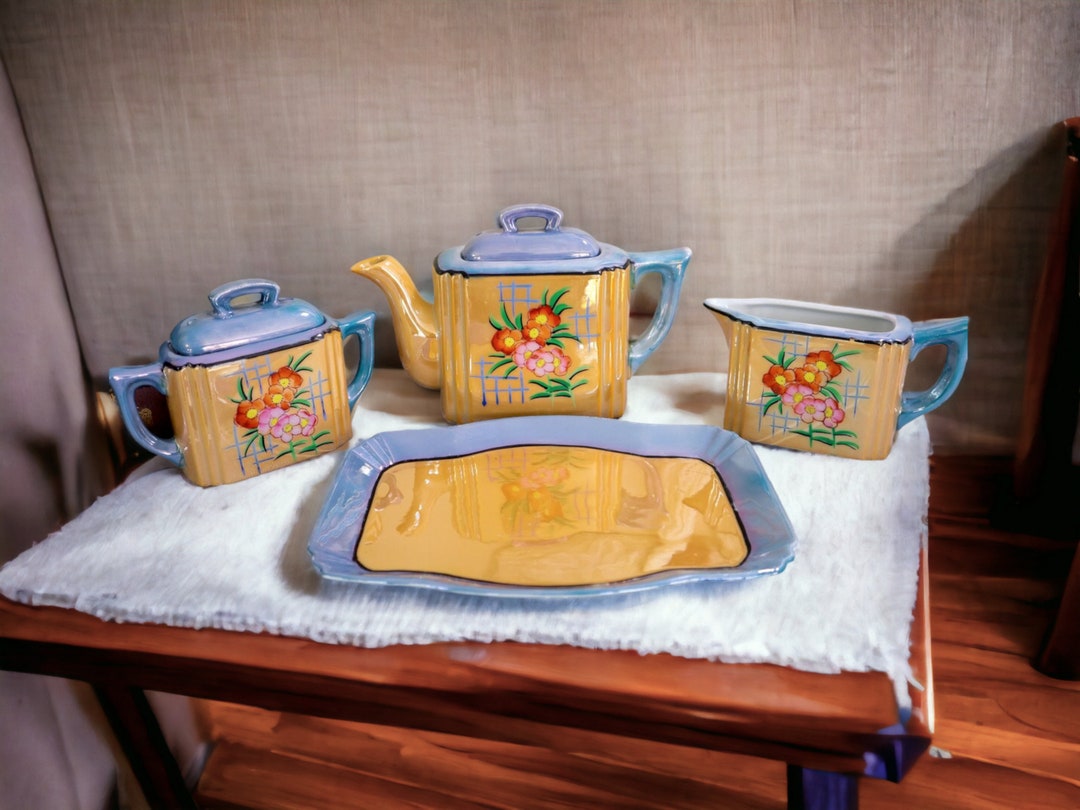 JAPAN Lusterware Tea Set Vintage Art Deco Teapot Tray - Etsy