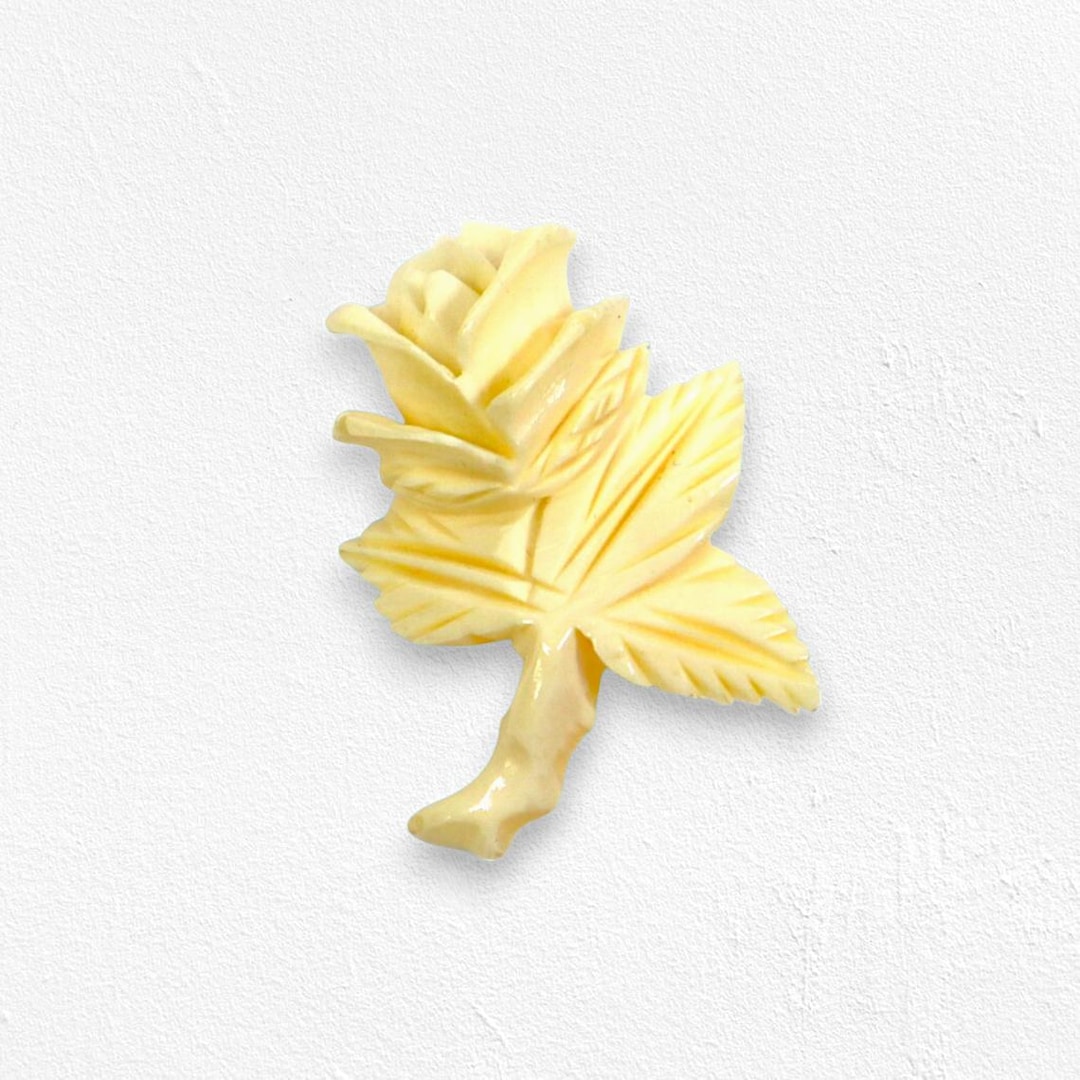 Handmade Carved Bone Rose Brooch, Vintage Bone Flower Pin - Etsy