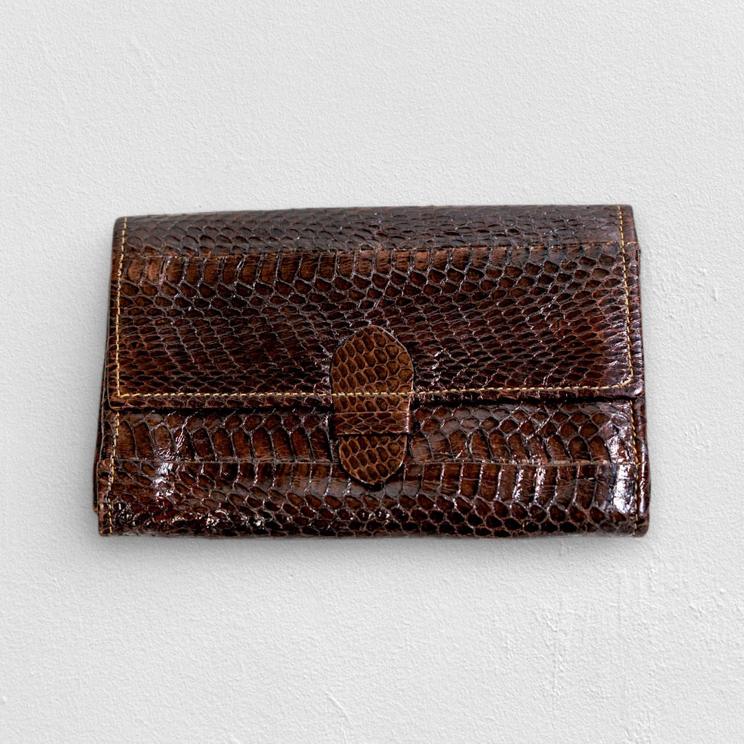 Genuine Snake Skin Wallet, Vintage Brown Snakeskin Exotic Leather ...