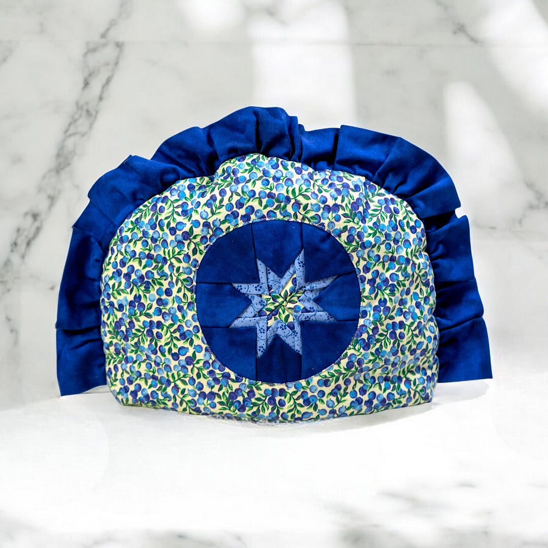 Quilted Tea Cosy, Teapot Cozy Warmer, Handmade Country Craft, Navy Blue ...