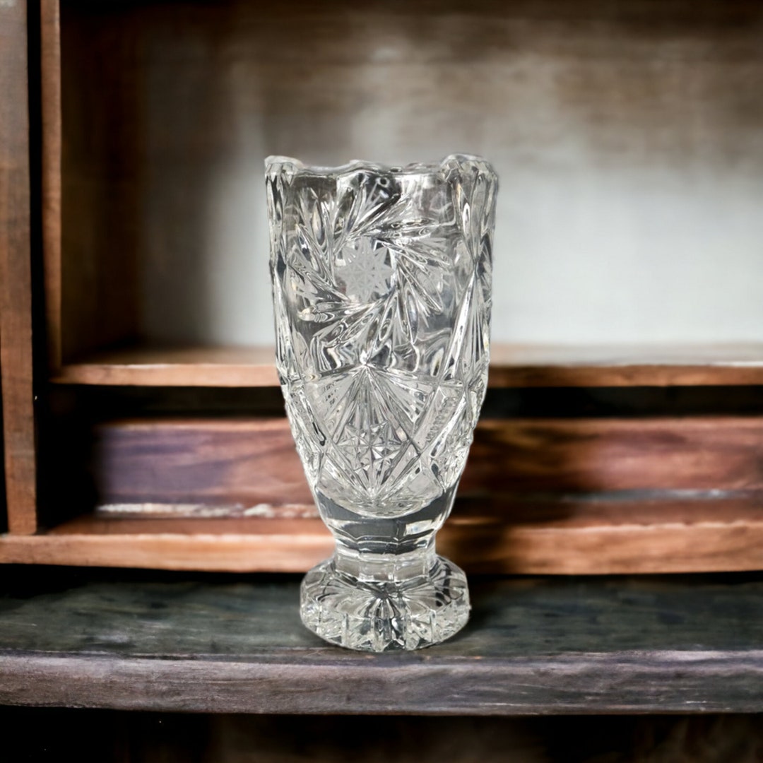 Vintage Small Pinwheel Crystal Vase Cut Crystal Starburst - Etsy