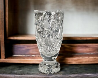 Vintage Lenox Set of 2 Classic Crystal Cut Glass Bud Flower Vase Star & Fan Pinwheel 4 and 6 ...