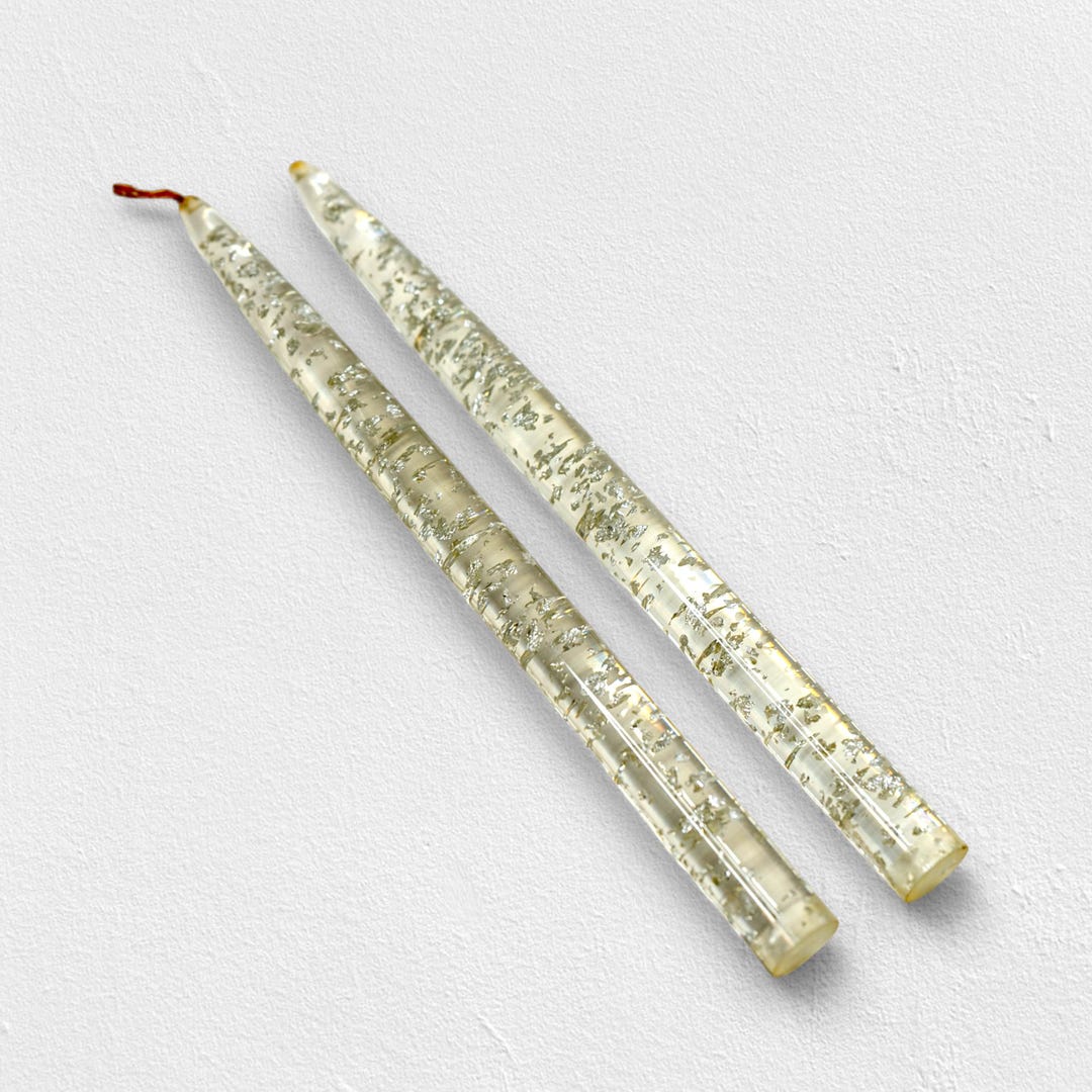 Rare Mid Century 10 Lucite Candles, Set of 2 Vintage Clear and Silver ...