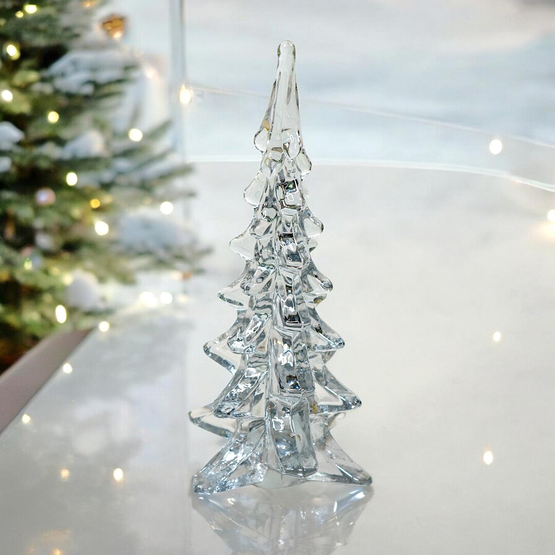 Vintage Clear Crystal Christmas Tree Sculpture | Glass Pine Tree - Etsy