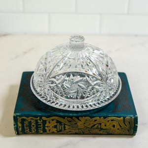 Vintage Pinwheel Starburst Crystal Butter Dish, Glass Dome Food Cover ...