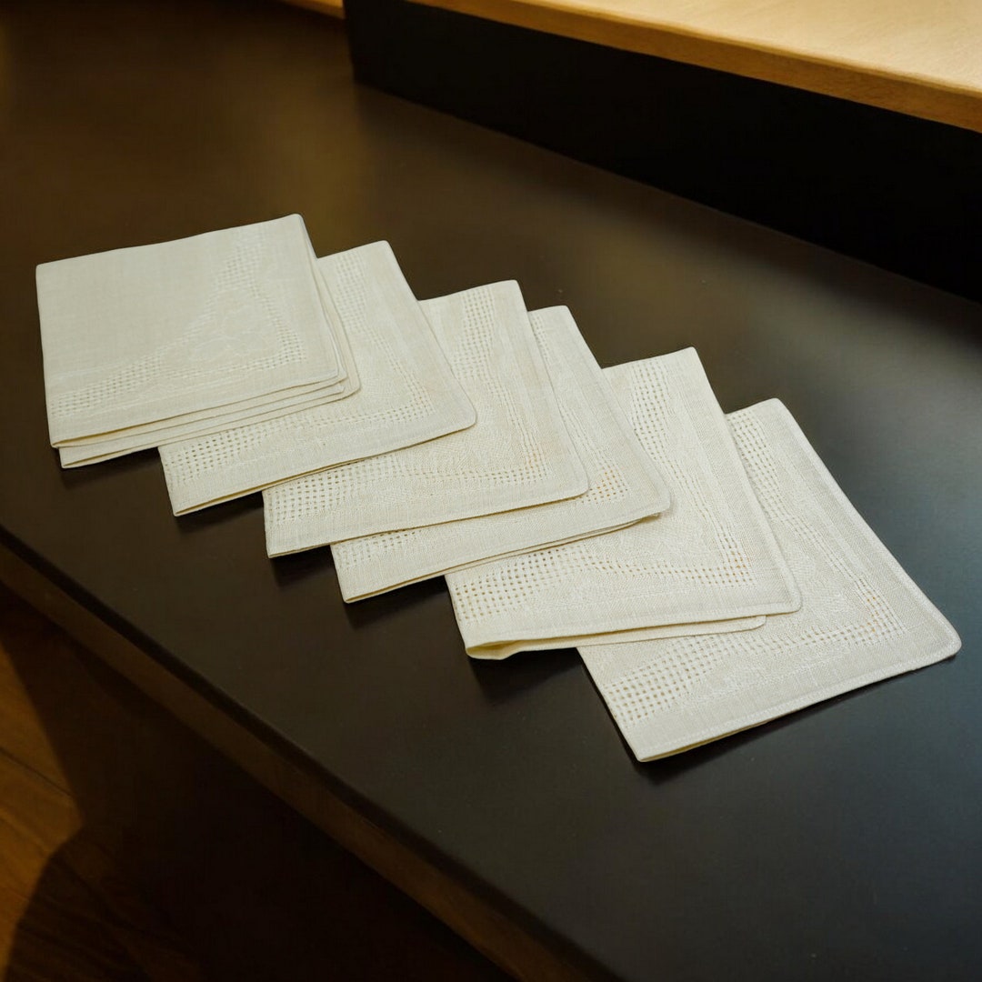 Vintage off White Czech Linen Cloth Napkins Set of 6 - Etsy