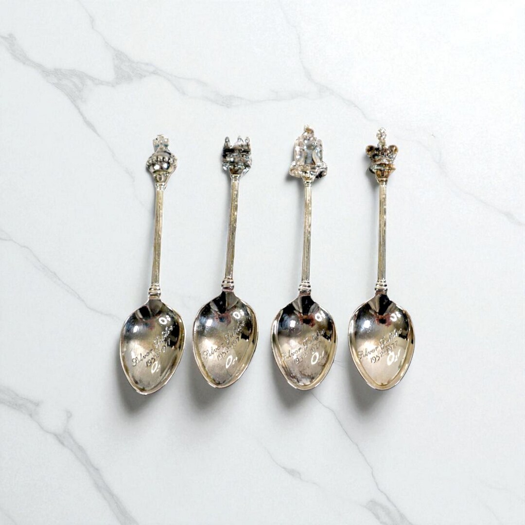 Queen Elizabeth II Silver Jubilee Teaspoons – Set of 4 Silver-plated ...
