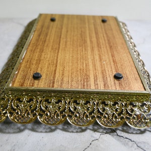 Vintage Mirror Tray Rectangular Brass Filigree Metal Framed Vanity ...