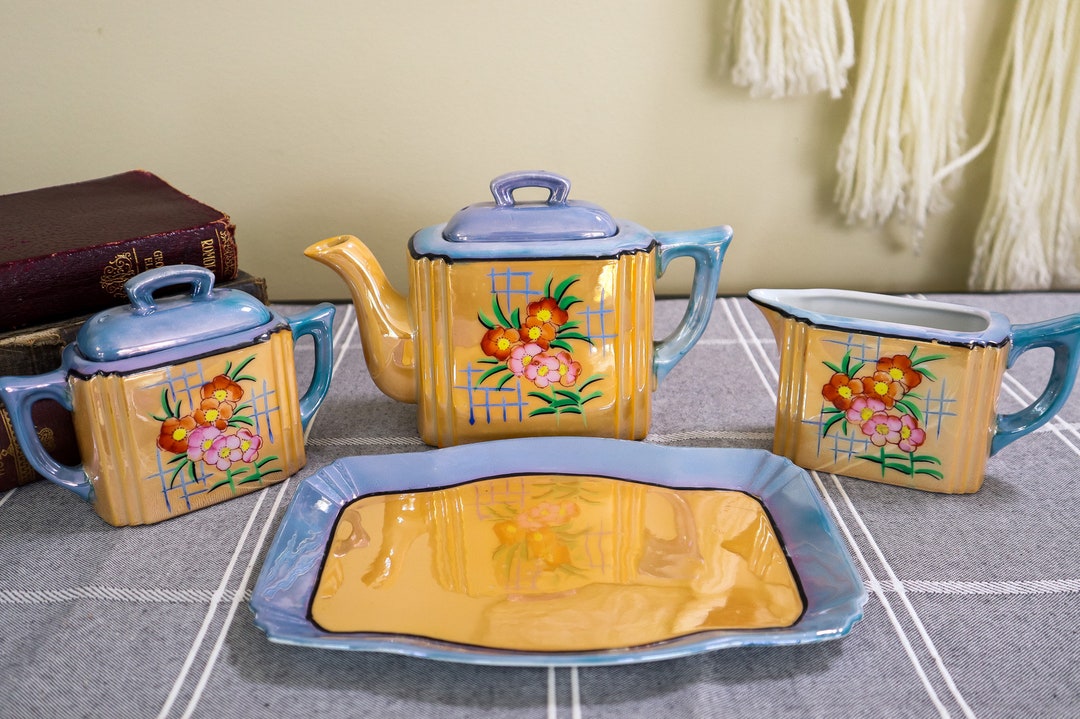 JAPAN Lusterware Tea Set Vintage Art Deco Teapot Tray - Etsy