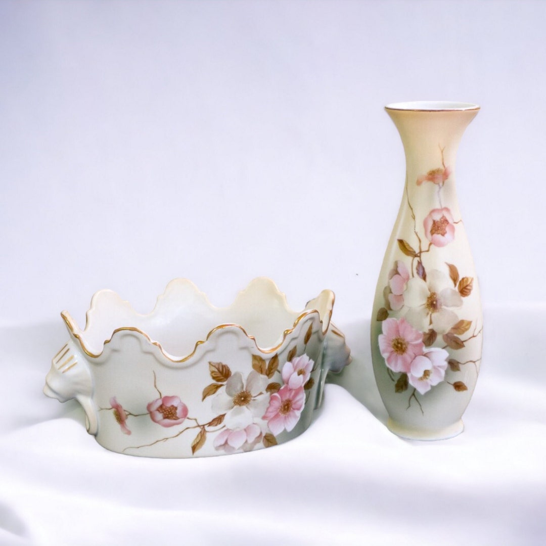 Vintage Porcelain Vase and Bowl Set Hummelwerk Victorian Gardens ...