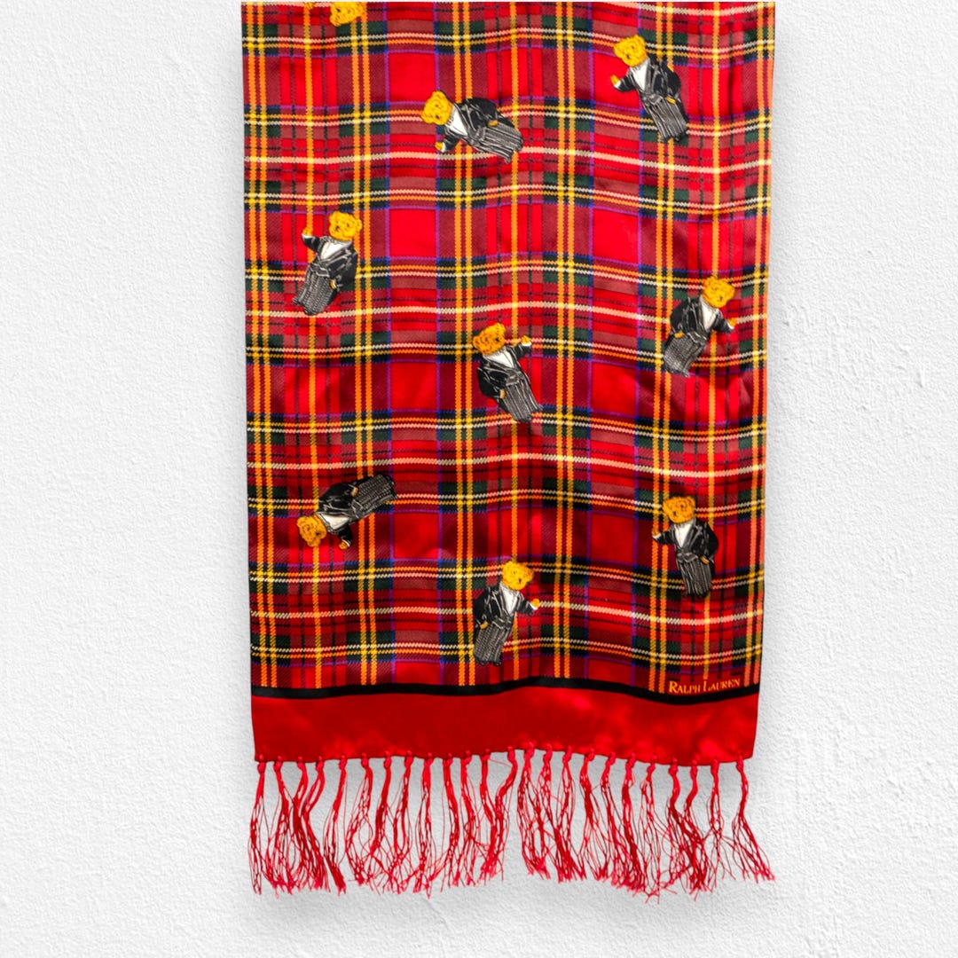 Polo Ralph Lauren Bear Scarf, Red Plaid Butler Teddy Bear With Fringe ...
