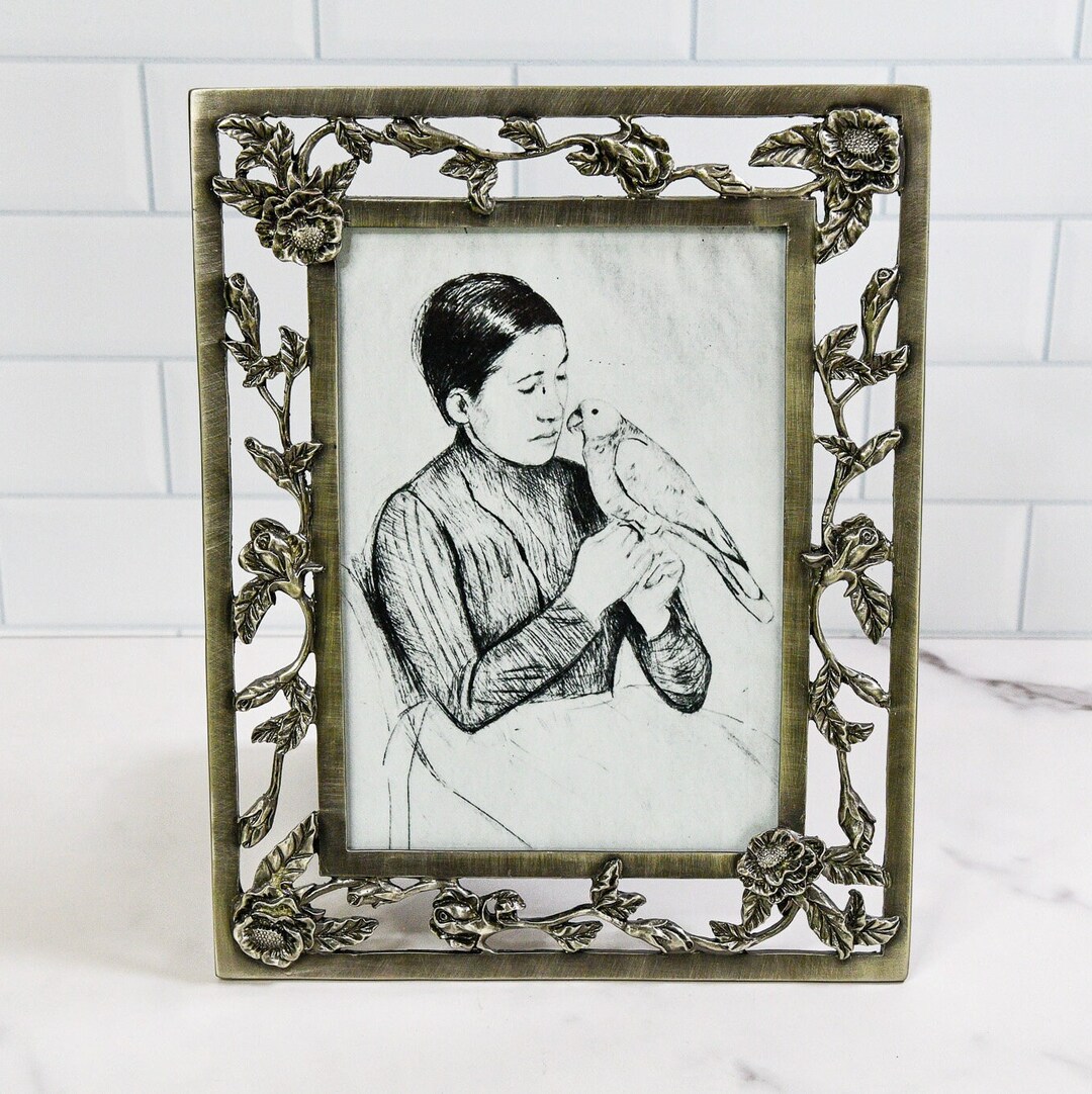 Vintage 5x7 Picture Frame | Pewter Tone Silver Metal Photo Frame - Etsy