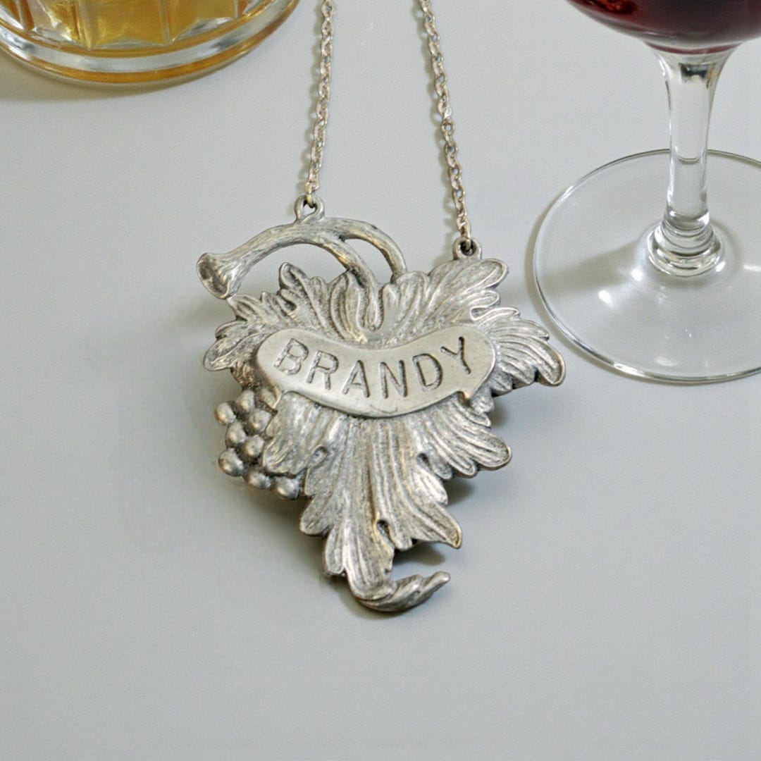 Vintage Pewter Brandy Decanter Tag With Chain – Canada Made Barware ...
