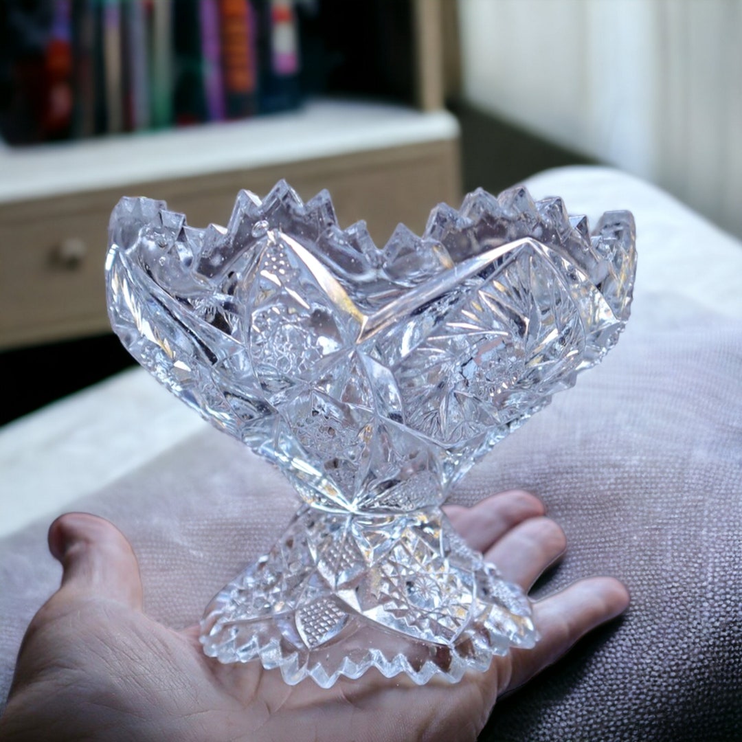 Antique Glass EAPG Footed Compote Vintage Imperial NUCUT - Etsy