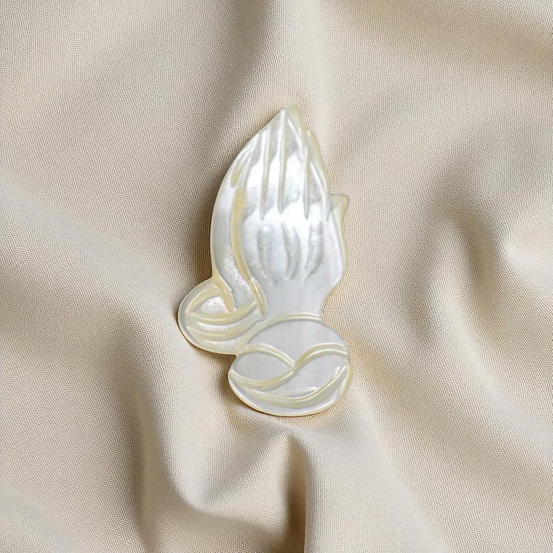 Vintage Mother of Pearl Praying Hands Brooch – Hand Carved Faith ...