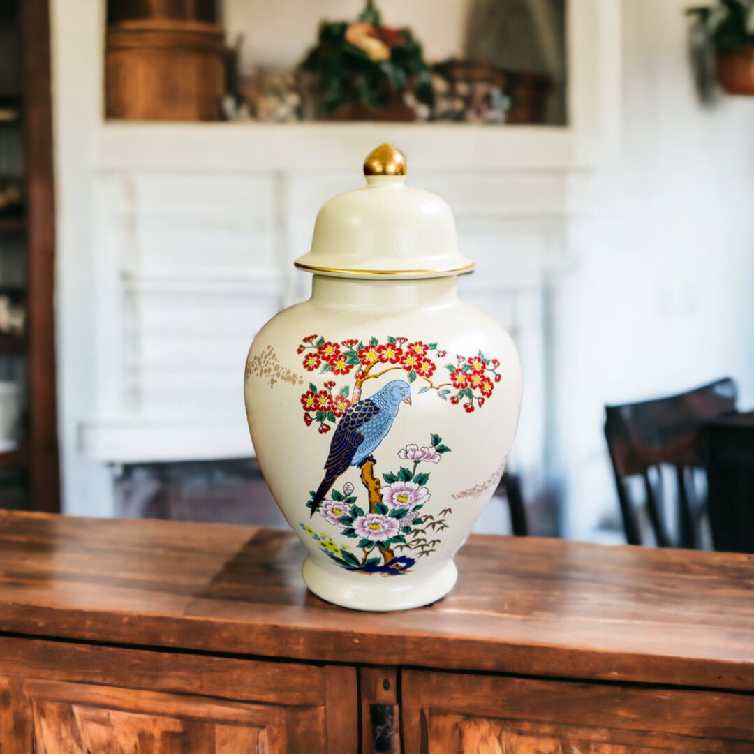 Japanese Ginger Jar Vintage Ceramic Jar With Hand Painted - Etsy