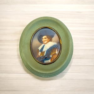 Antique French Miniature Portrait | Hand-painted Laughing Cavalier ...