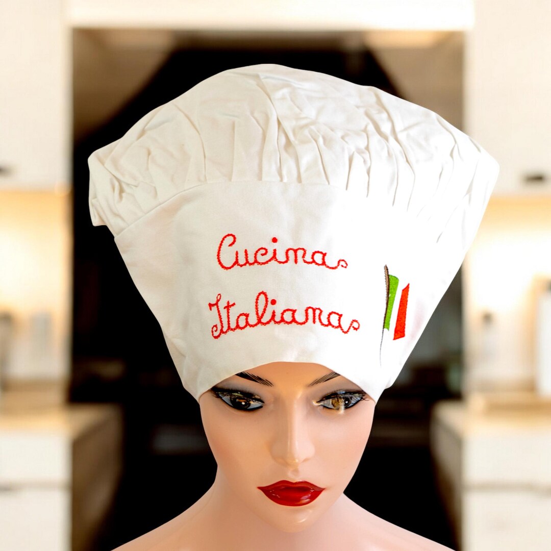 Italian Chef Hat – Embroidered "cucina Italiana" Cotton Toque - Etsy