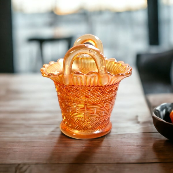 Carnival Glass Basket With Handle - Etsy
