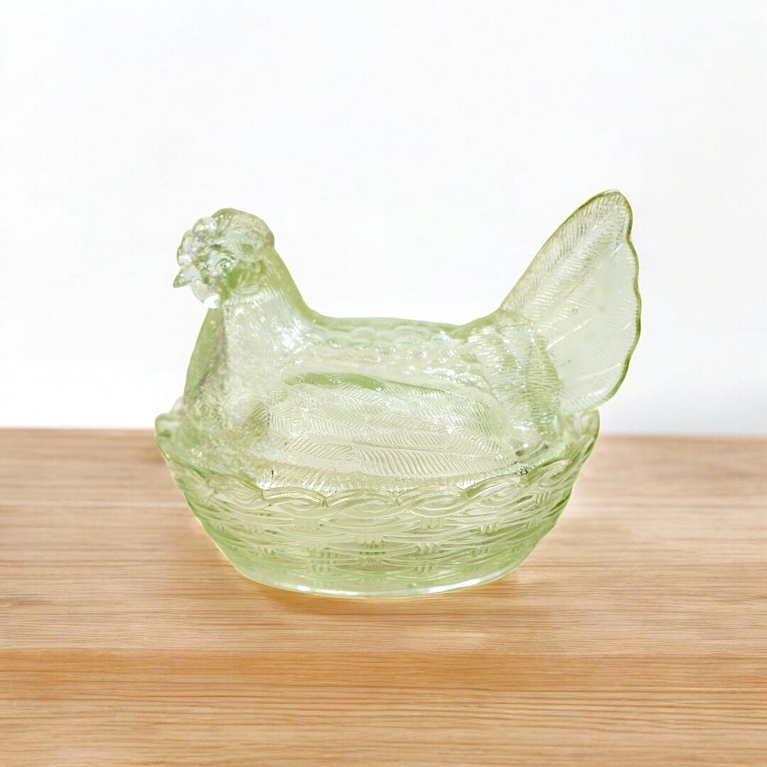 Vintage Clear Glass Hen on a Nest Candy Dish, Mid Century Depression ...
