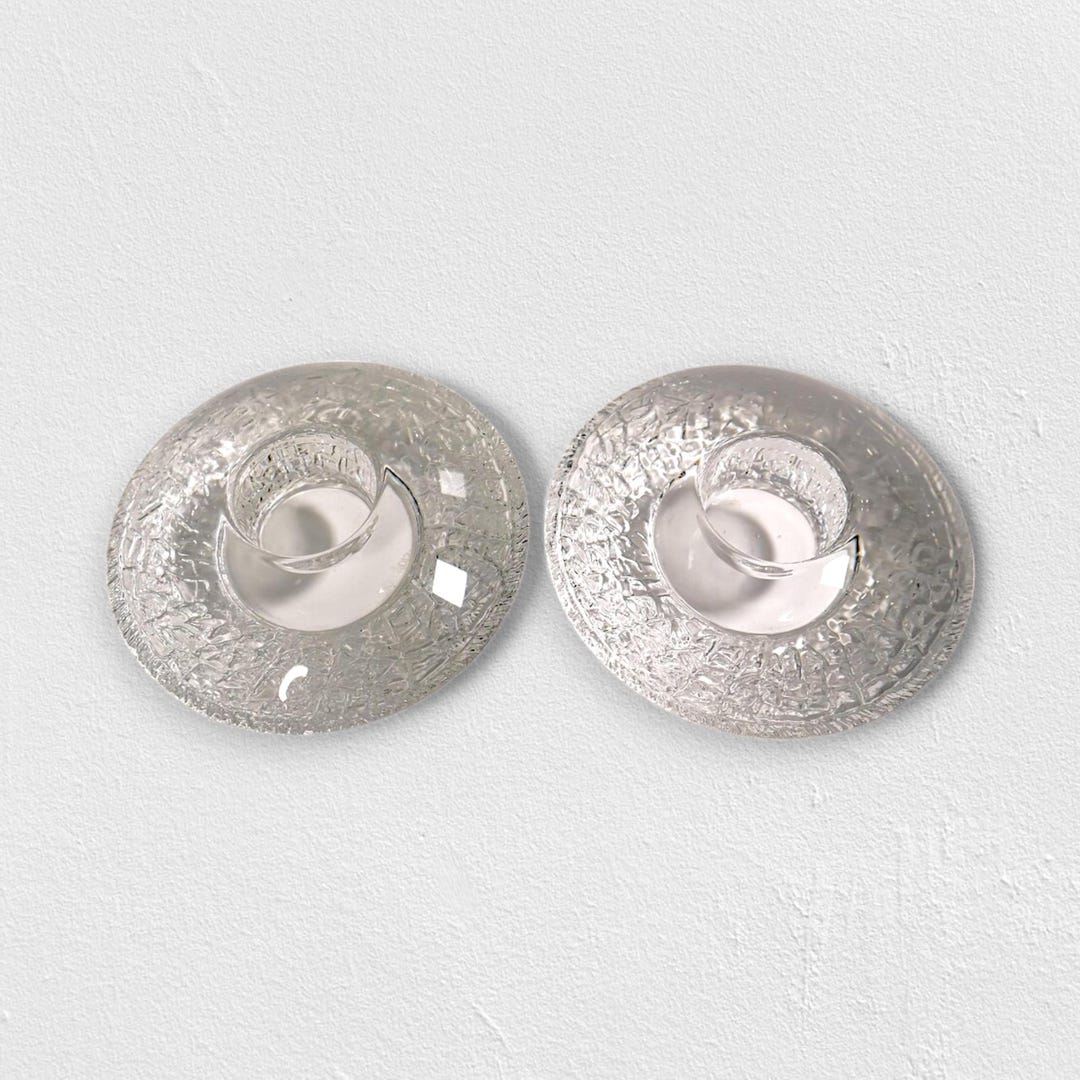 Orrefors Crystal Discus Votive Holders, Vintage Set of 2 Scandinavian ...