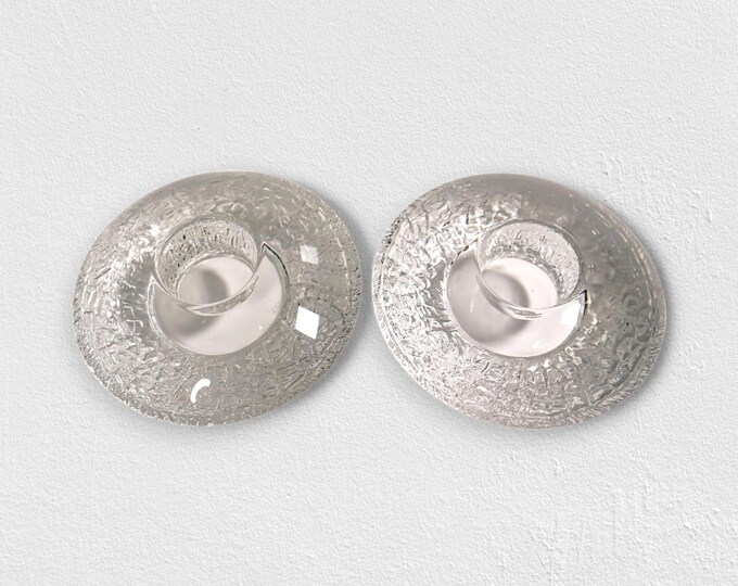 Orrefors Crystal Discus Votive Holders, Vintage Set of 2 Scandinavian ...