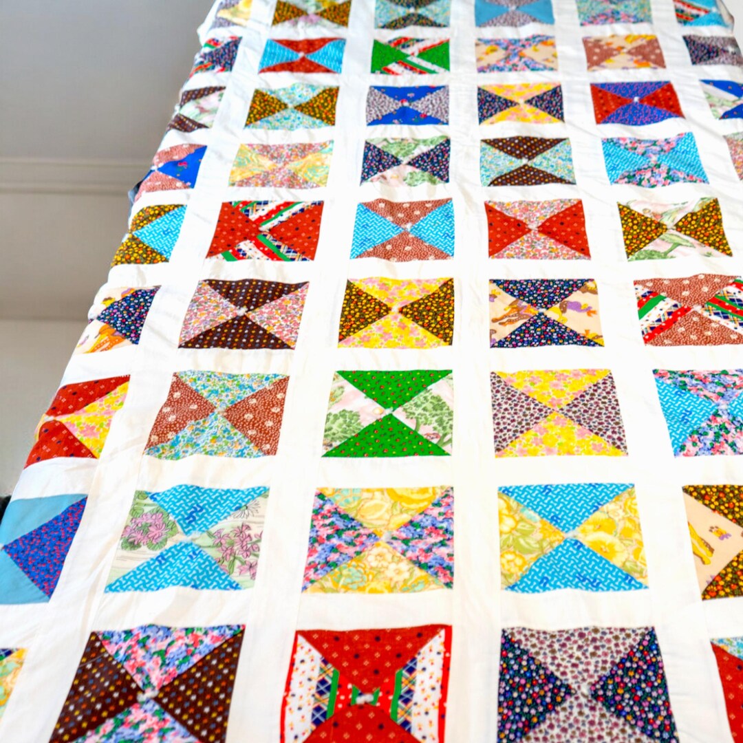 Handmade Vintage Patchwork Quilt | Amish Cotton Quilt | 44 X 68 Inches ...