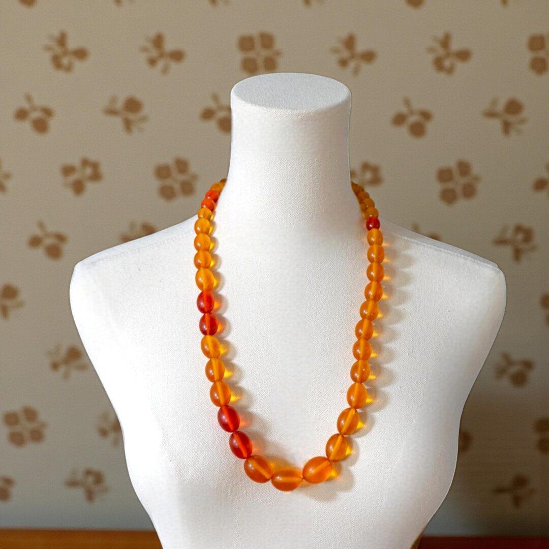 Antique Honey Butterscotch Bead Necklace, Early 1900s Tree Sap Resin - Etsy