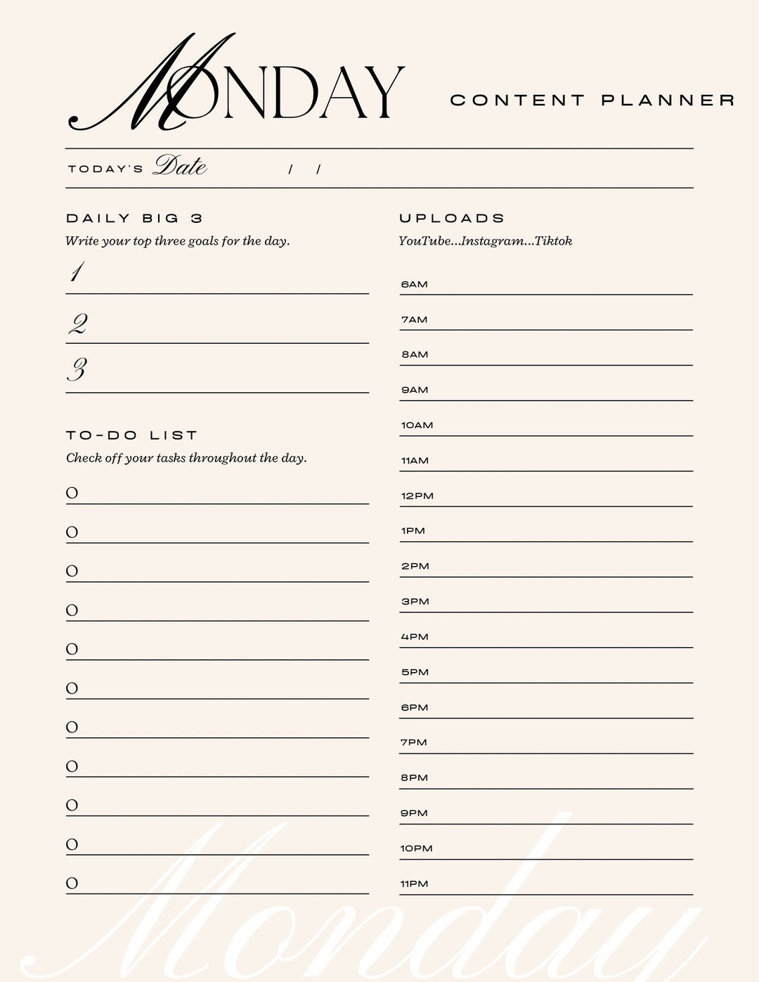 Content Creation Planner - Etsy