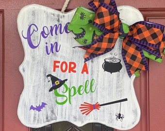 Halloween Door Hanger, Happy Halloween Witches, Witch Door Sign, Witch ...