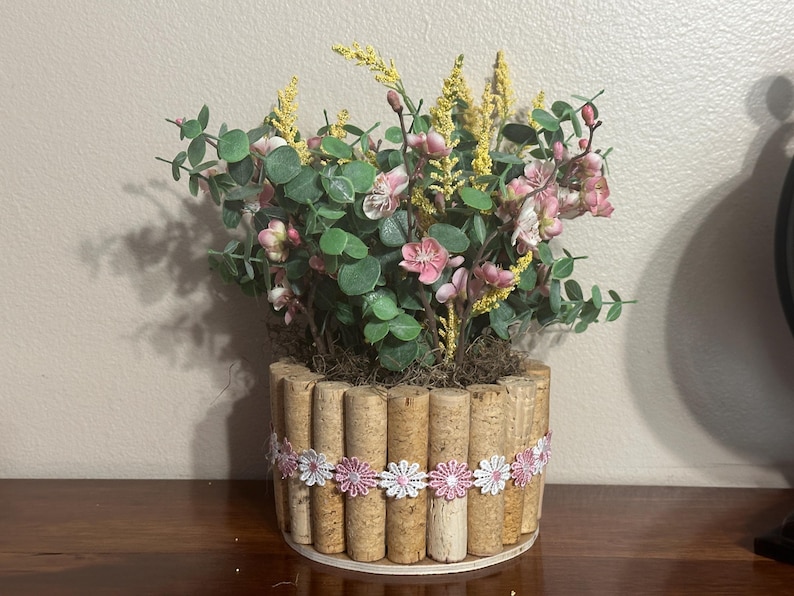 Summer Floral Arrangements in Wine Cork Planter - Etsy