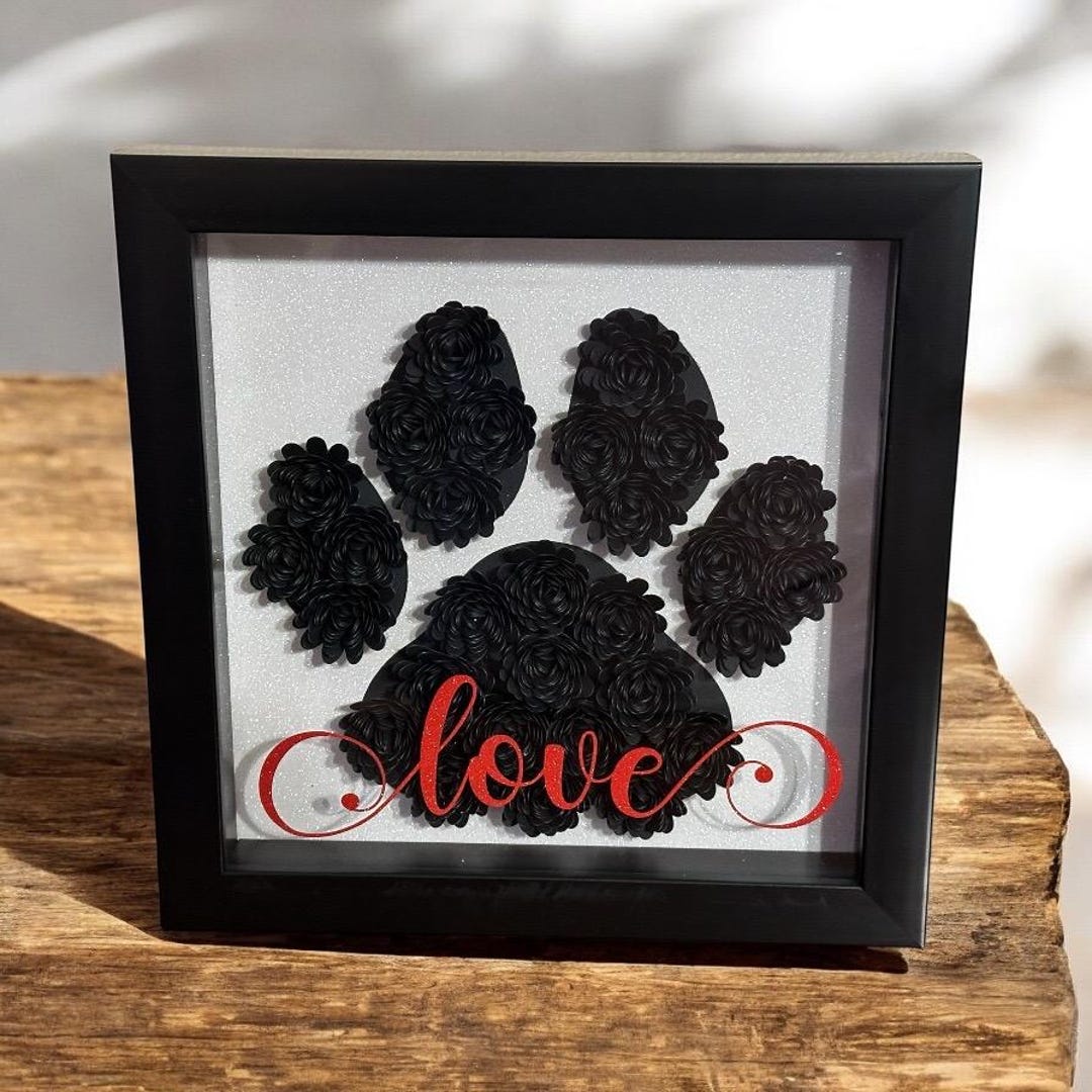 Paw Print Shadow Box of Flowers - Etsy