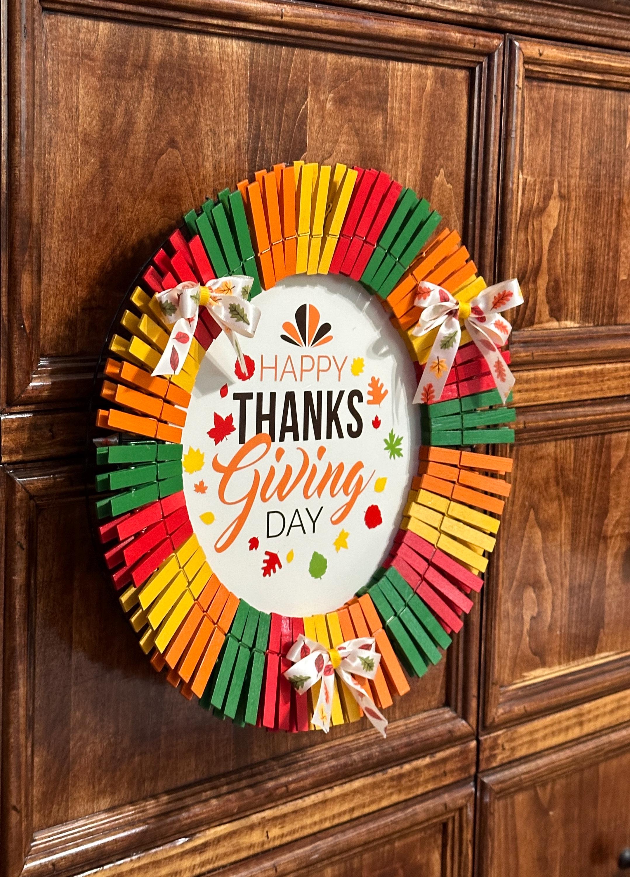 Happy Thanksgiving Day Clothespin Wreath - Etsy