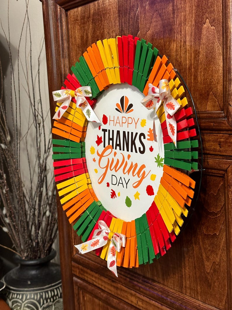 Happy Thanksgiving Day Clothespin Wreath - Etsy