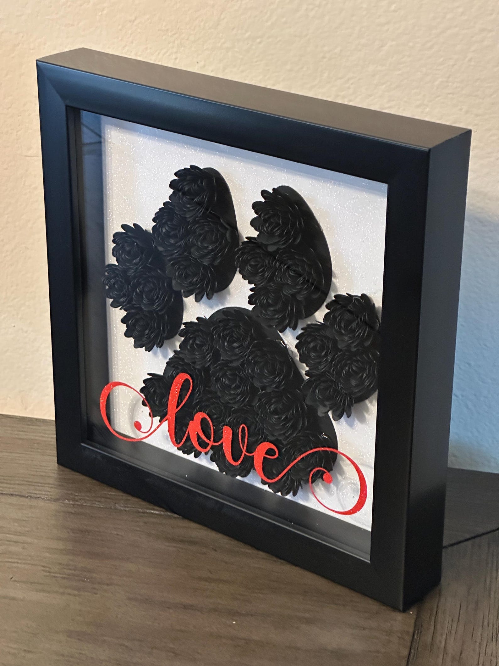 Paw Print Shadow Box of Flowers - Etsy