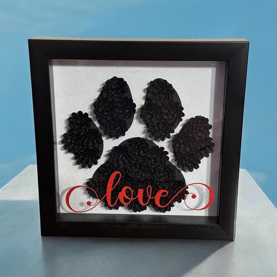 Paw Print Shadow Box of Flowers - Etsy