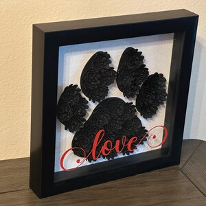 Paw Print Shadow Box of Flowers - Etsy