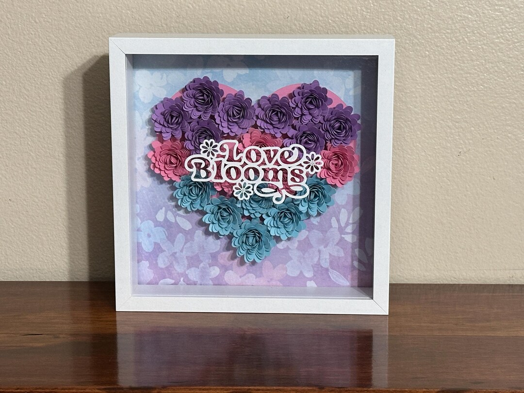 Valentine’s Heart Shadow Box With Paper Flowers - Etsy