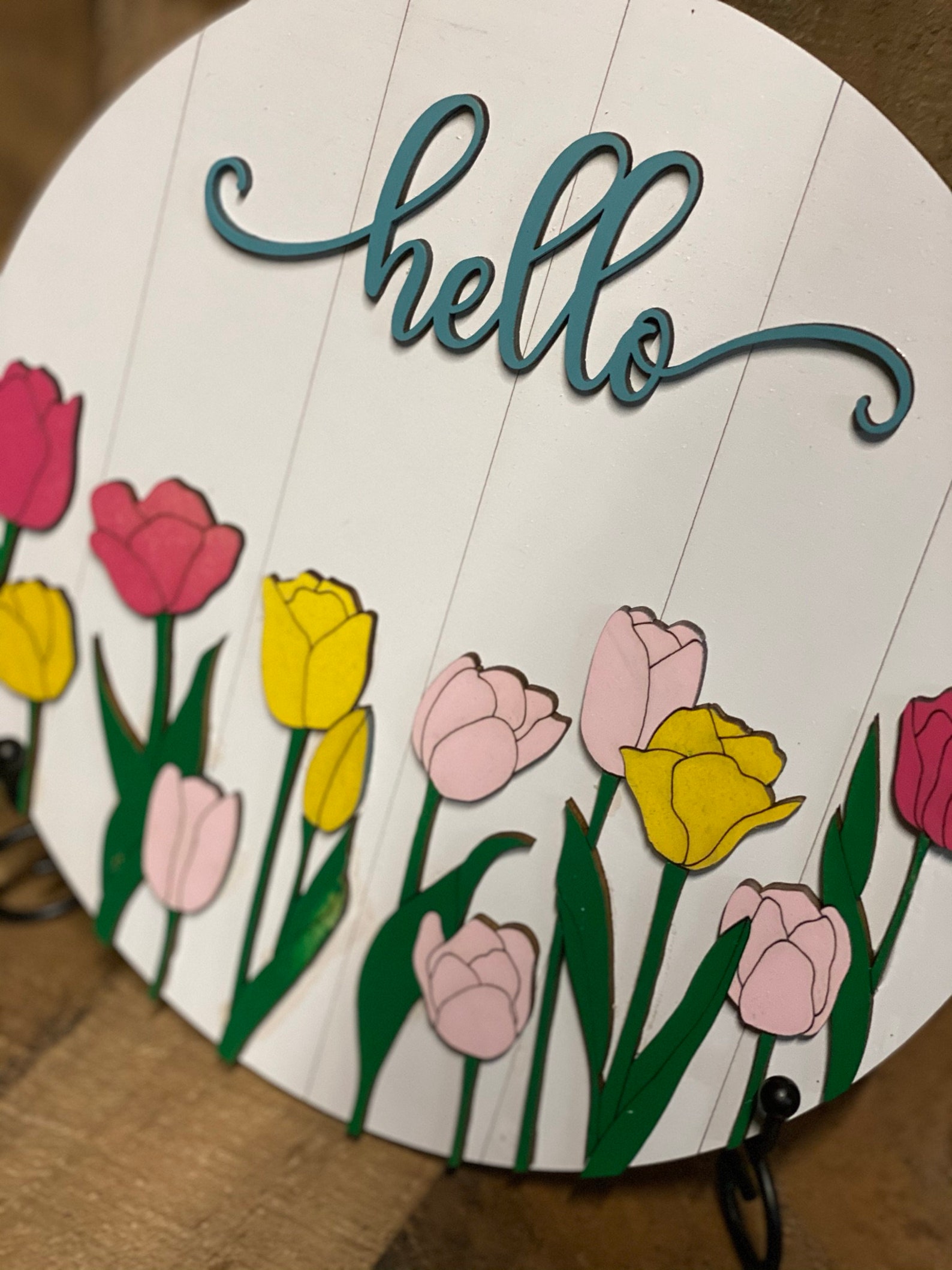 Hello Spring Tulip Decor Door Hanger Sign Display Multiple - Etsy