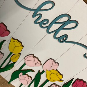 Hello Spring Tulip Decor Door Hanger Sign Display Multiple - Etsy